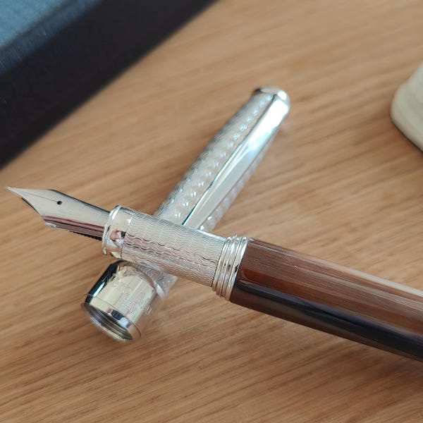 Rollerball Pen Genuine Stingray Leather Green Color Sterling Silver ...