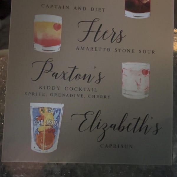 Art Deco Inspired Acrylic Bar Sign, Signature Drink Bar Menu, Wedding ...