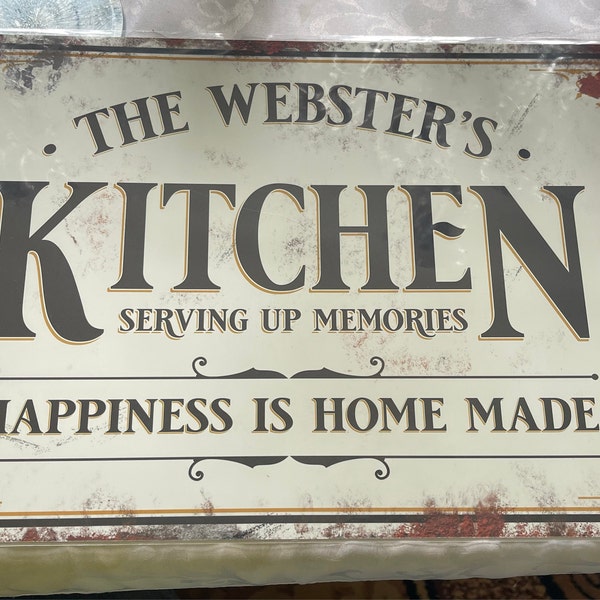 Personalised Kitchen Sign Metal Wall Door Signage - Galley Room Vintage ...