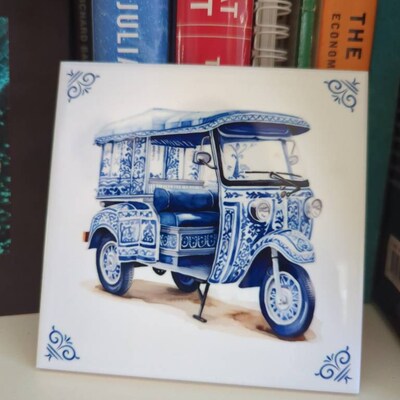 Delft Blue Ceramic Tile: Classic Ford Mustang Modern Dutch Design ...