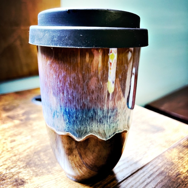 Reusable Ceramic Travel Mug With Silicone Lid – 12oz Handmade Coffee ...