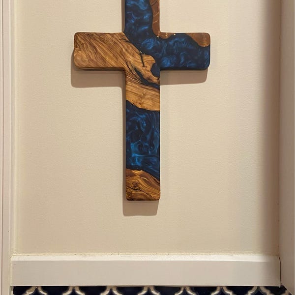 Custom Made Resin&olive Wood Wall Cross,wooden Crucifix,epoxy and Olive ...