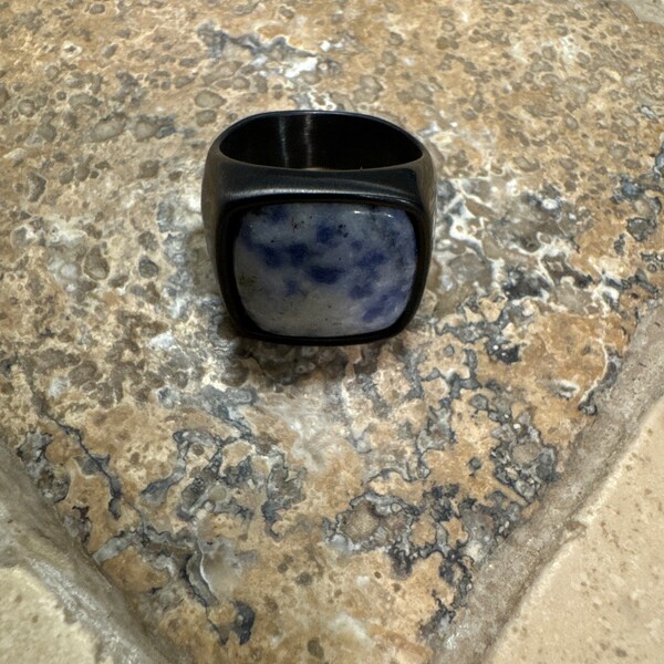 White Howlite Ring, Silver Howlite Stone Signet Ring, Gemstone Ring ...