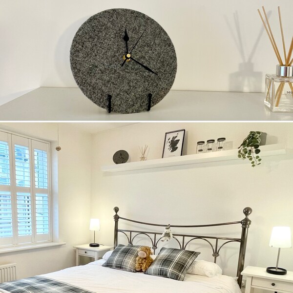 Brown Desk Clock Square Desk Clock Wool Clock Marbled Wool Autumn ...