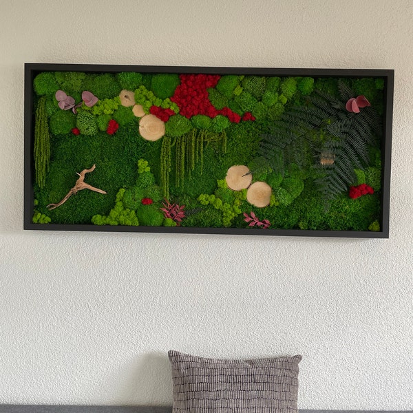 Moss Frame, Red Reindeer Moss, Moss Wall Art, Preserved Flower Frame ...