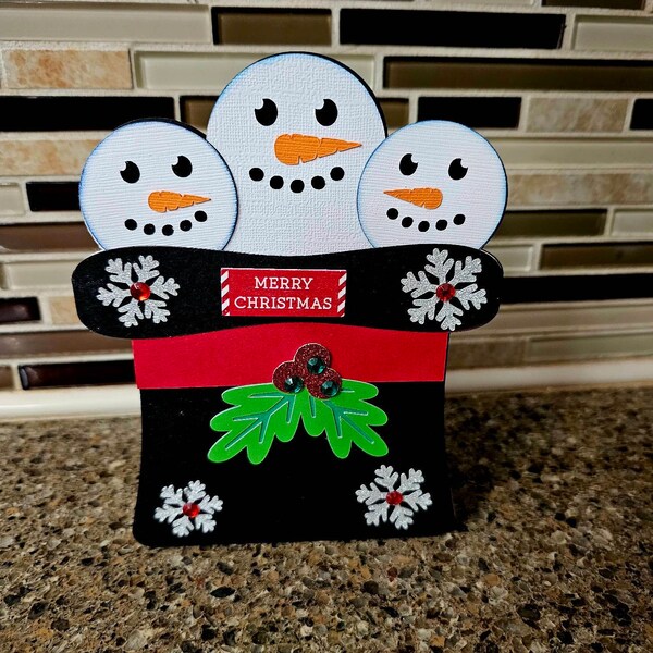 Cute Snowmen Greeting Card Svg, Snowmen Card Svg, DIY Snowman Birthday ...