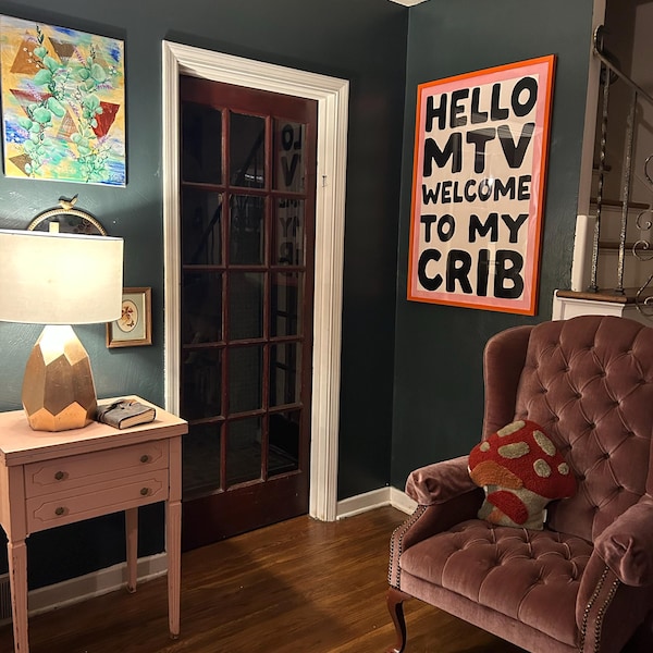 Hello MTV Welcome to My Crib Art Print | Preppy Apartment Art Poster ...