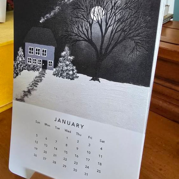 2025 Cottage Calendar, 12 Art Prints, Wood Easel, Monthly, Cottages - Etsy