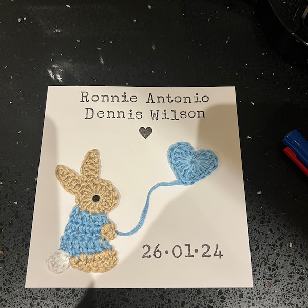 Personalised New Baby Card | Crochet Elephant New Baby Card | New Baby ...