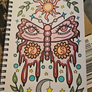 Shroomy Sun and Moon Coloring Page printable - Etsy
