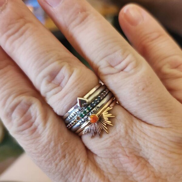 Opal Ring/ Minimalist Ring/14k Gold Filled Stacking Opal Ring Set ...