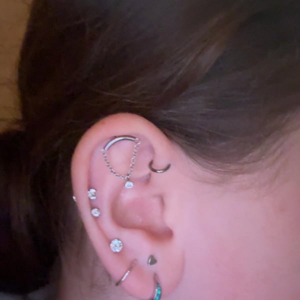 16G Dangle Cartilage Earring Stud/hidden Helix Piercing/conch Piercing ...