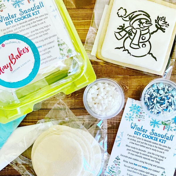 Winter Snowfall DIY Cookie Kit Instructions Card 4"x5", Christmas Kids ...