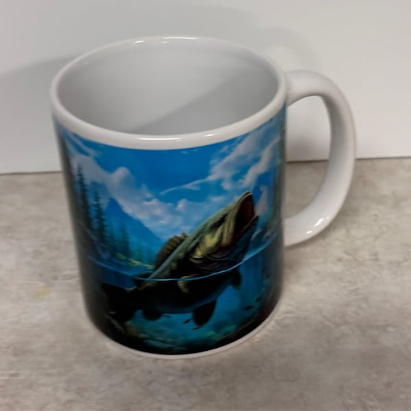 Bass Fish Mug Wrap for Men, 11oz and 15oz Mug Sublimation Design ...