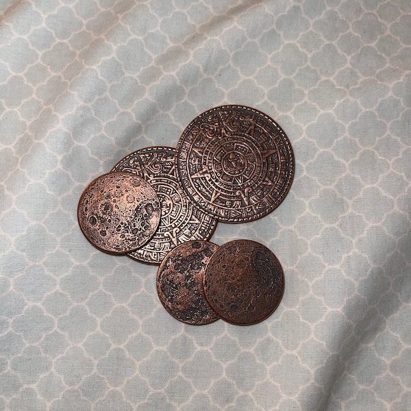 Aztec Sun Stone Calendar - Copper Worry Coin - Etsy