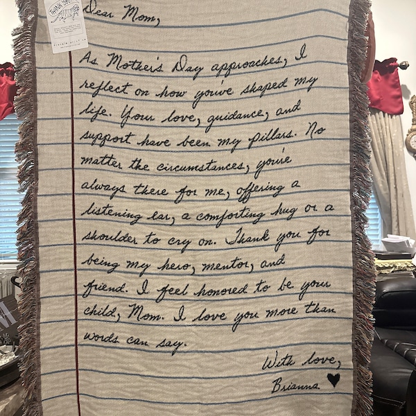 Love Letter Blanket: Personalized Gift for Mom, Woven Handwriting ...