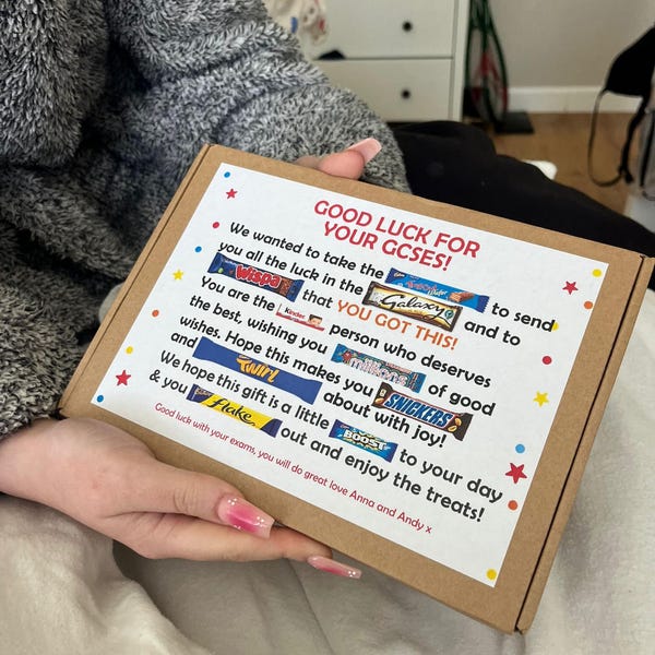 Personalised Exam Good Luck Treat Box/ SATS/ GCSES/ 11+ A Levels Well ...