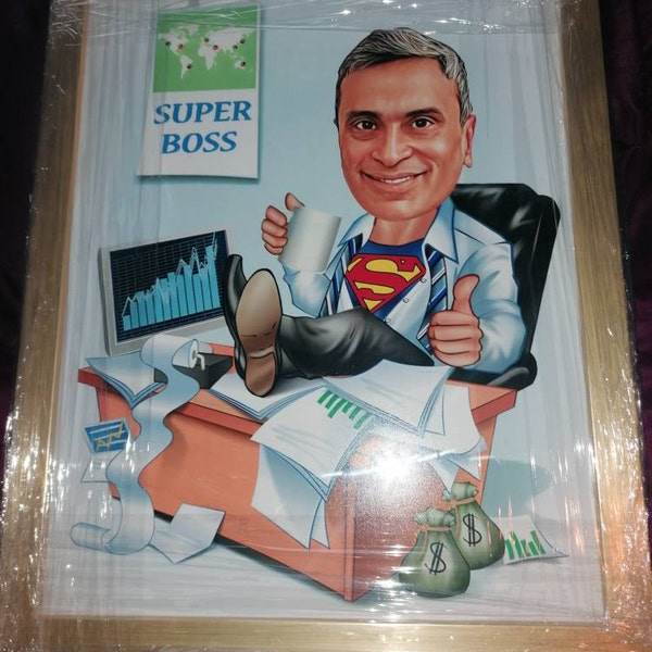 Funny Super Boss Portrait, Bosses Day Gifts, Personalized Boss Portrait ...