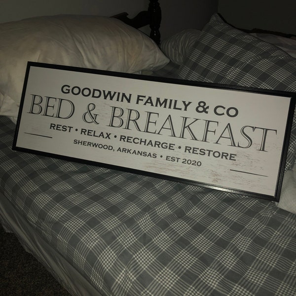 Personalized Bed and Breakfast Sign, Custom Bed and Breakfast Sign ...