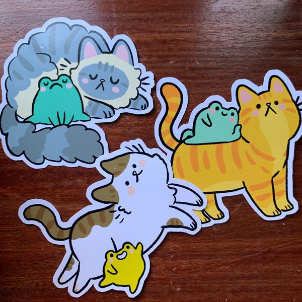 Mogs & Frogs Super Cute Stickers Set of 3 Gloss Illustrated Stickers ...