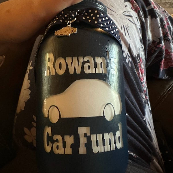 Car Fund Painted Mason Jar Bank, Car Fund, Car Fund Bank, Bank, Piggy ...