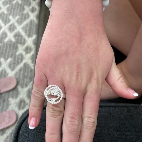 Motion Ring 2 Level 925 Sterling Silver Round Design Hypnosis Ring ...