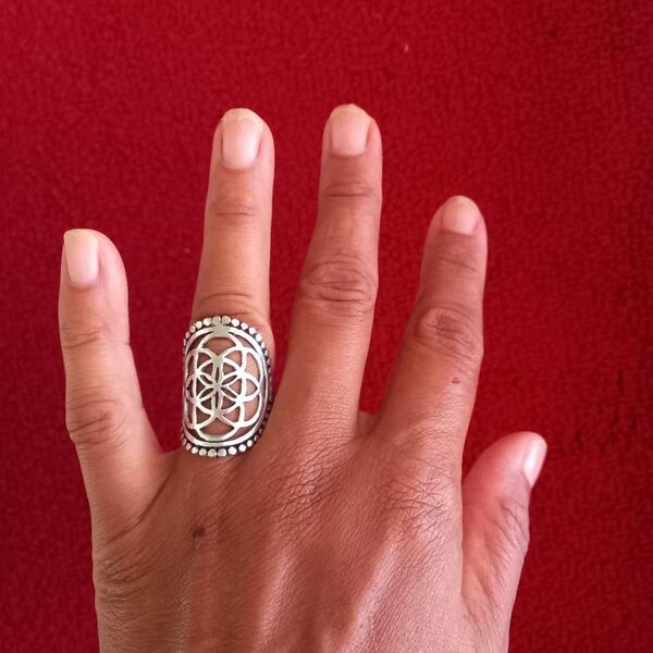 Flower of Life Ring,adjustable Brass Ring, Sacred Geometry Ring,seed of ...