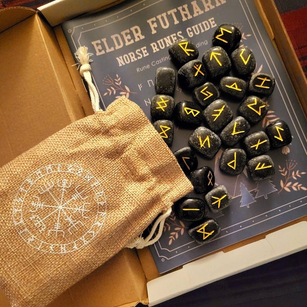 Rune Stones Gift Set Includes 21 Page Guide Book and Free Bag ...