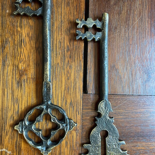 Large Decorative Skeleton Key, Brass Skeleton Key, Victorian Brass Door ...