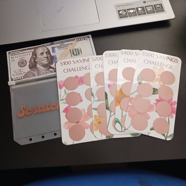 Individual Laminated Pink Savings Challenge | 500, 1000, 5000, 52 Week ...