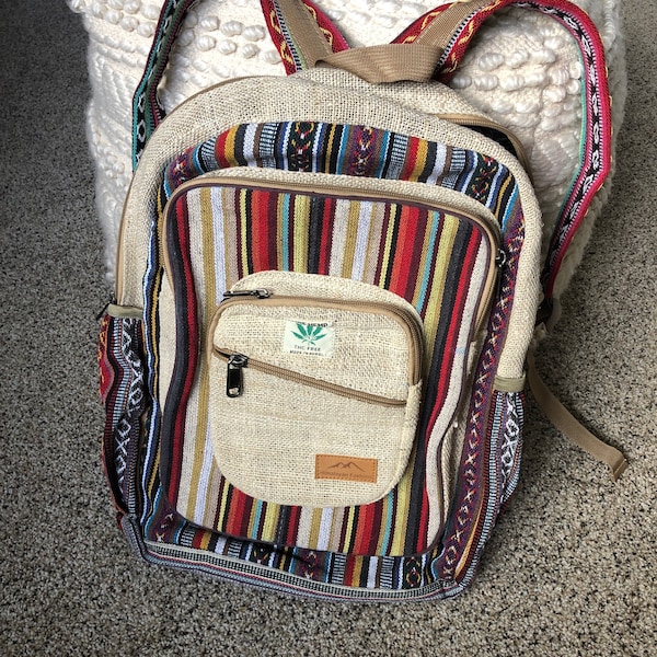 Large Double Pocket Hemp American Native Design Backpack - Etsy