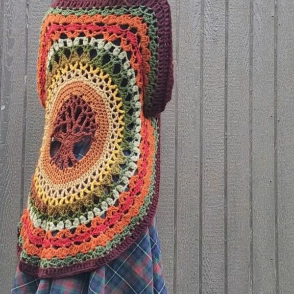 Crochet PATTERN: Yggdrasil Poncho / Tree of Life Poncho / Circular ...