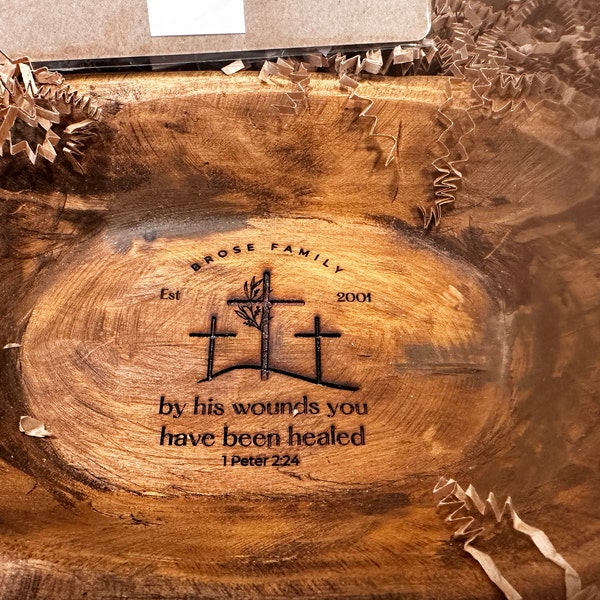 Personalized Wood Prayer Dough Bowl: Engraved Scripture Cards - Etsy