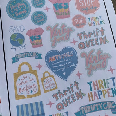 Thrifting Stickers, Retro, Thrift Queen, Thrift Store Shopper, Birthday ...