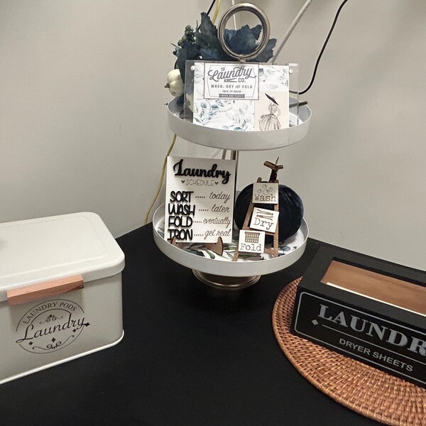 Laundry Room Tier Tray Minis - Wash/dry/fold - Laundry Help Needed ...