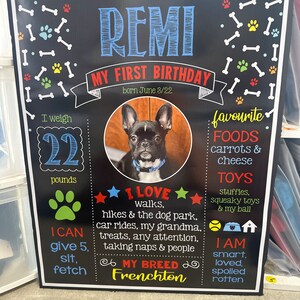Printable Dog Birthday Board With Photo Instant Download Template 970 ...