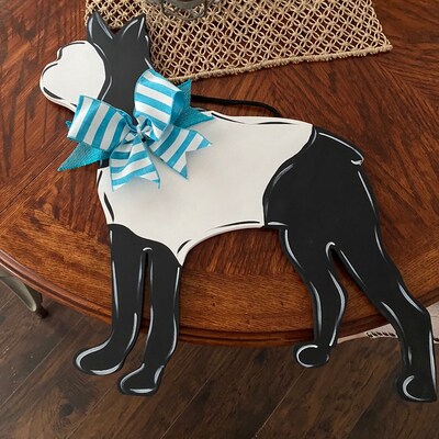 Boston Terrier Door Hanger, Pet Door Decor, Pet Wall Art, Dogs, Terrier ...