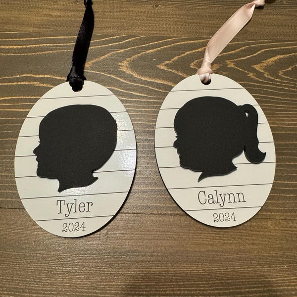 Silhouette Ornament. Custom Silhouette Keepsake Gift Ornament. Kids ...