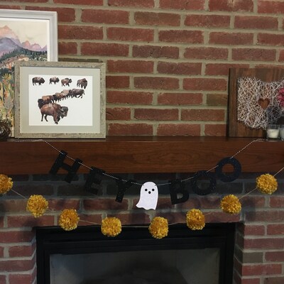 Hey Boo Banner, Halloween Glitter Garland, Halloween Banner, Halloween ...