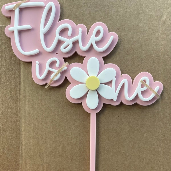 Acrylic Daisy Cake Topper, Personalised First Birthday Cake Topper, is ...
