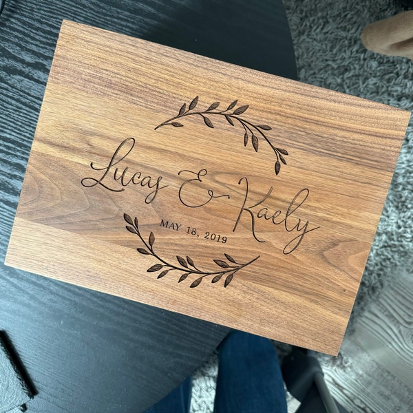 Personalized Walnut Keepsake Box, Wedding Memory Box, Jewelry Photo Box ...