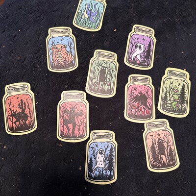 Complete Cryptid Buddy Sticker Pack Fantasy Mothman Sasquatch Bigfoot ...