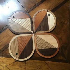 Wood Inlay Birds Coaster Set of 4 Chickadees. Animal Coasters Home ...