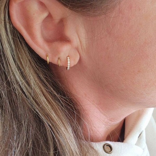 Lab Diamond Hoop Earrings Cartilage Earring Hoop Small Hoop Earrings ...