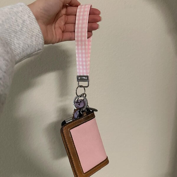 Pink Wristlet Keychain, Gold Key Fob Wristlet, Keychain Wristlet ...