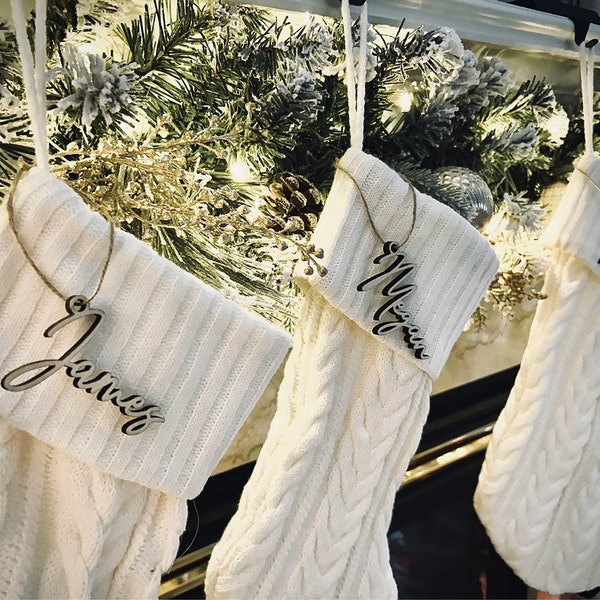 Personalized Christmas Stocking Tags, Christmas Gift Tag, Knit Stocking ...