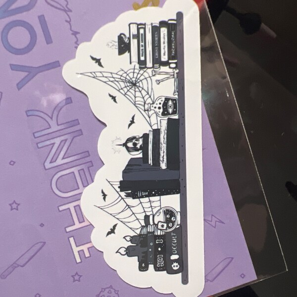 Spooky Bookshelf Sticker| Witchy Bookshelf Sticker| Gothic Books ...