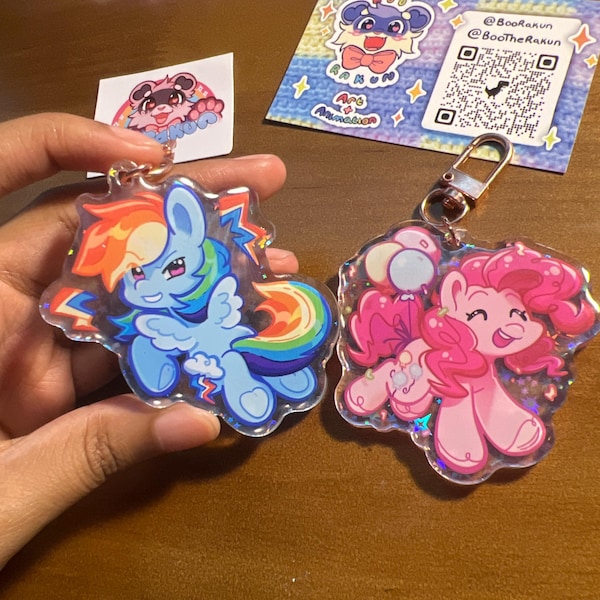 Mane 6 Ponies Acrylic Epoxy Holo-star Keychain - Etsy