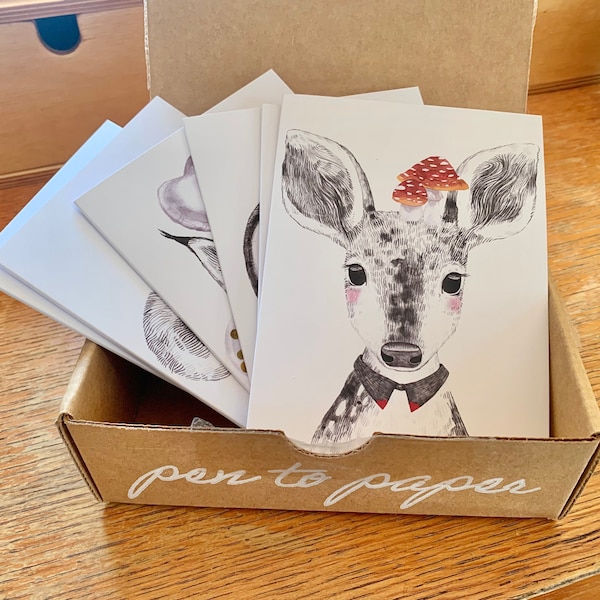 24 Woodland Creature Blank Greeting Cards 24 Cards + Envelopes ...