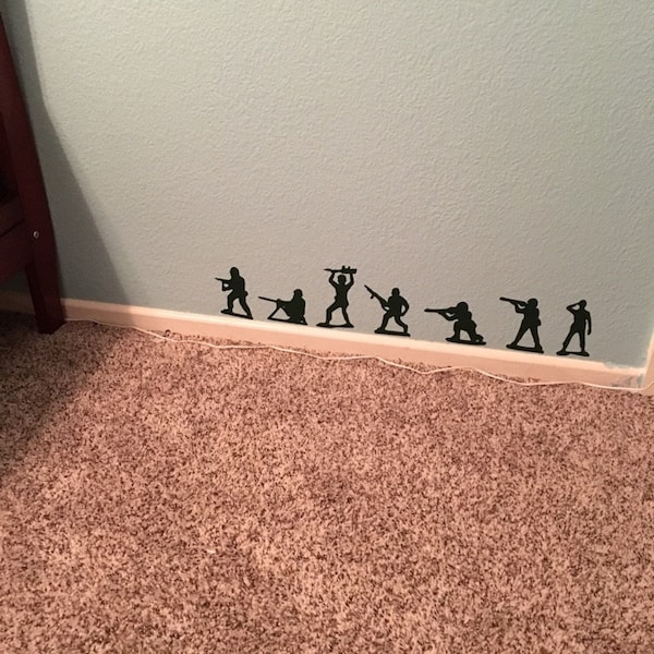 Green Army Men Toy Vinyl Decal Toy Soldier Nursery Sticker Bedroom ...
